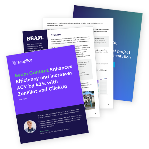 Beam Content Increases Annual Contract Value by 42% with ZenPilot and ClickUp